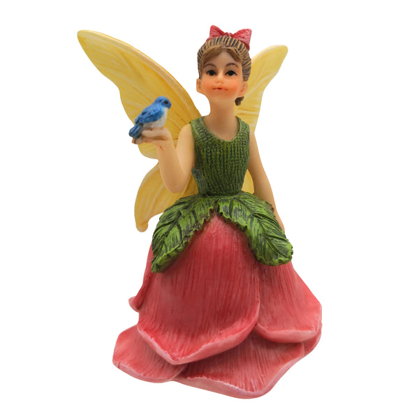 Fairy Rose with Blue Bird - Miniature Resin Fairy Figurine | Fairy ...