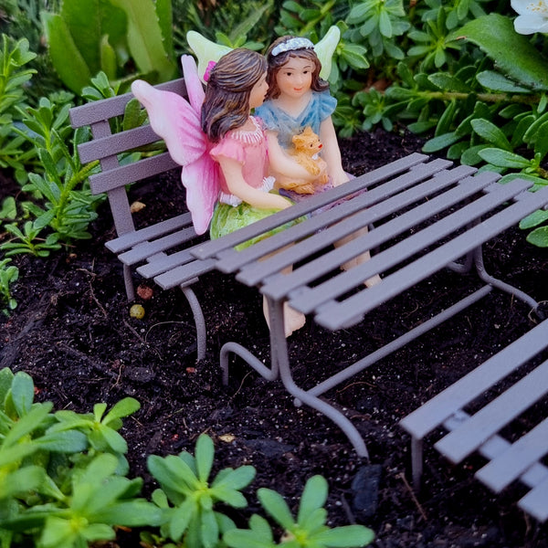 Rust Metal Park Bench Furniture Set - 3pc | Fairy Garden Furniture ...