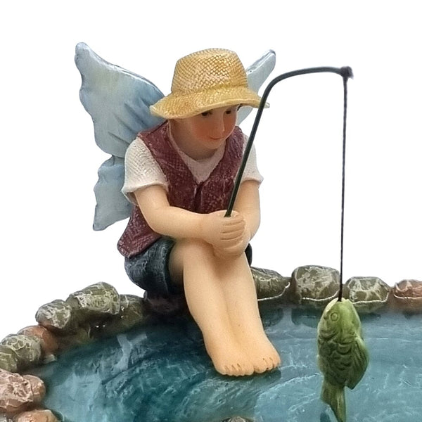 Fishing Fairy Lucas - Miniature Resin Fairy Figurine | Fairy Garden ...